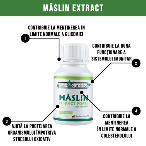 Măslin Extract Forte, 100% natural, 180 capsule | Health Nutrition ...